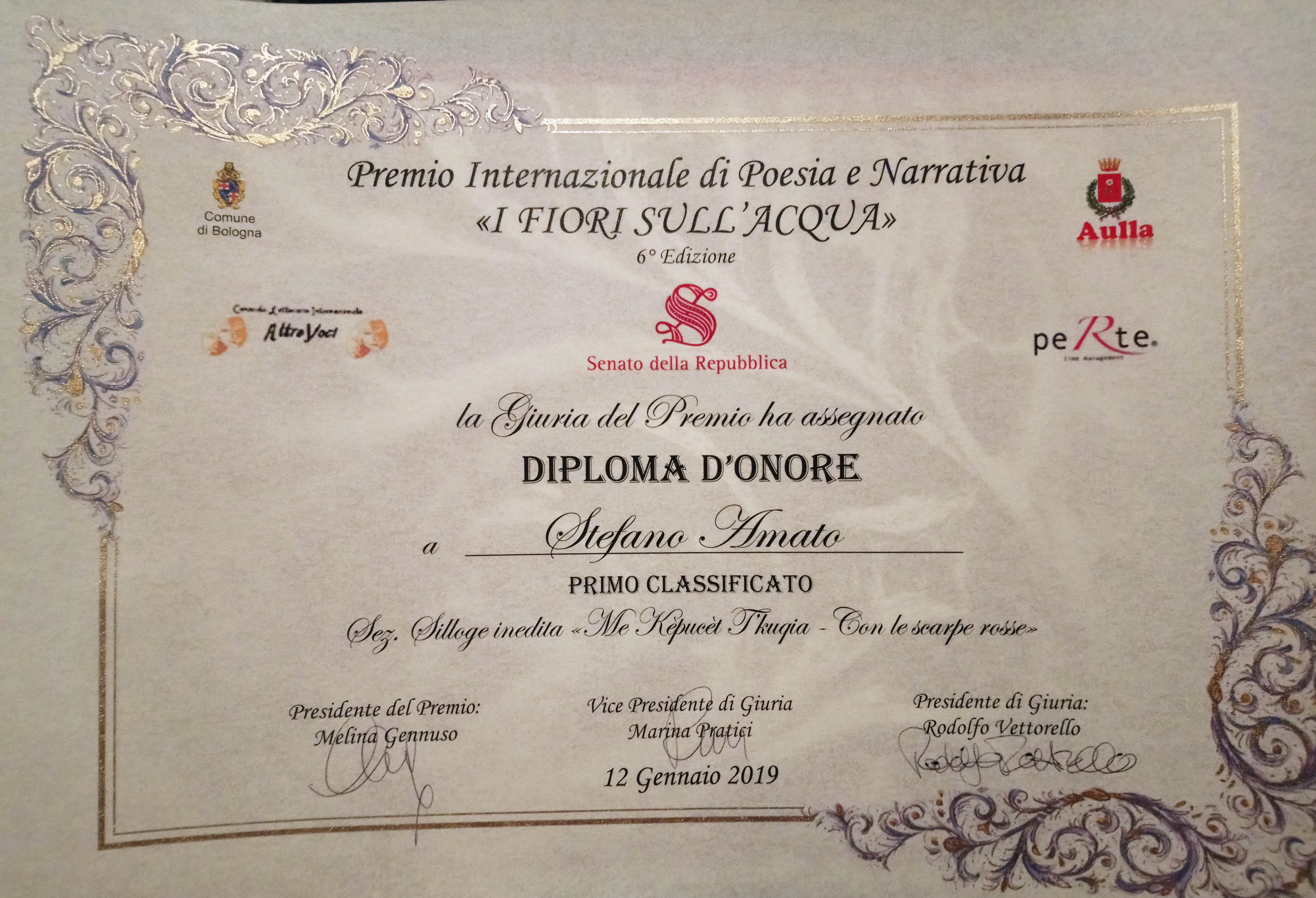 Stefano Amato Primo Classificato al Premio Letterario “I fiori sull ...